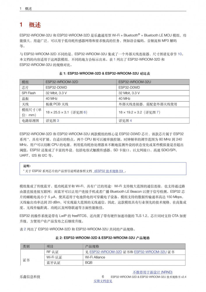 ESP32-WROOM-32U technical document page 6