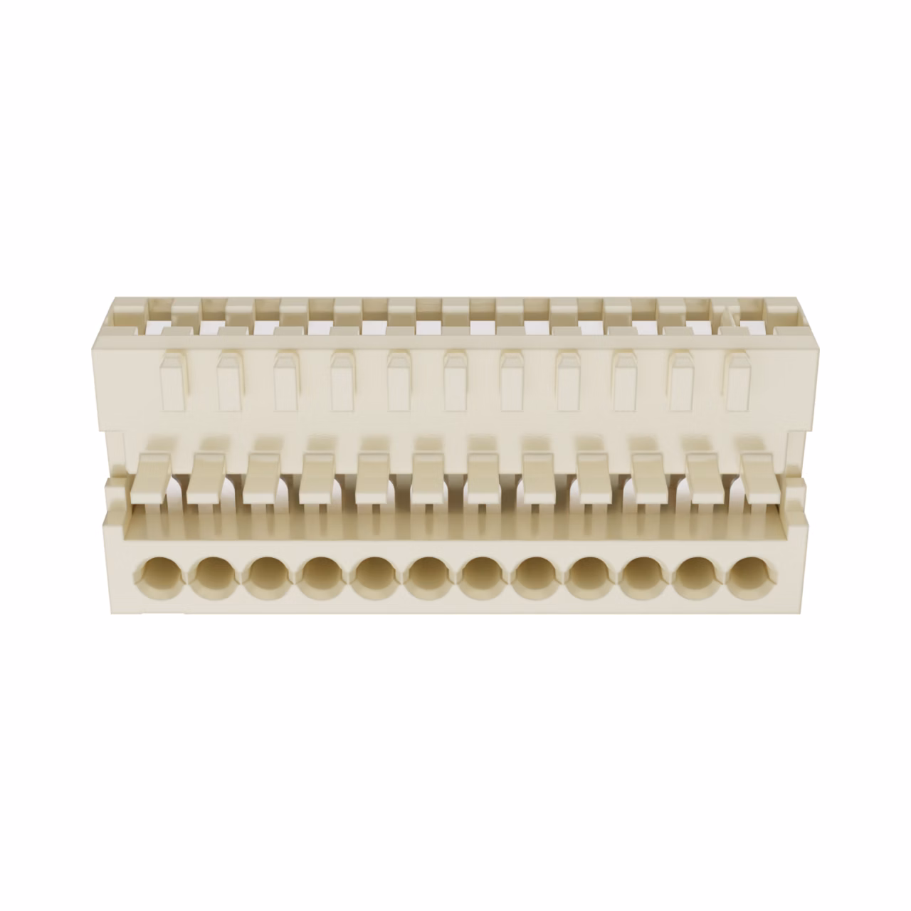 Appli-Mate RAST 2.5 Connector, 2.50mm Pitch, Female, 12 Circuits, Positions A Removed, Polarizing Rib Between 11/12, Locking Pips, Slotted Endwalls, Tin Plating for sale