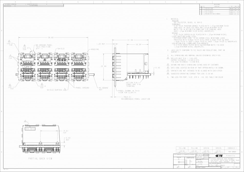 TE Connectivity 1888423-1 controlled drawing page 1