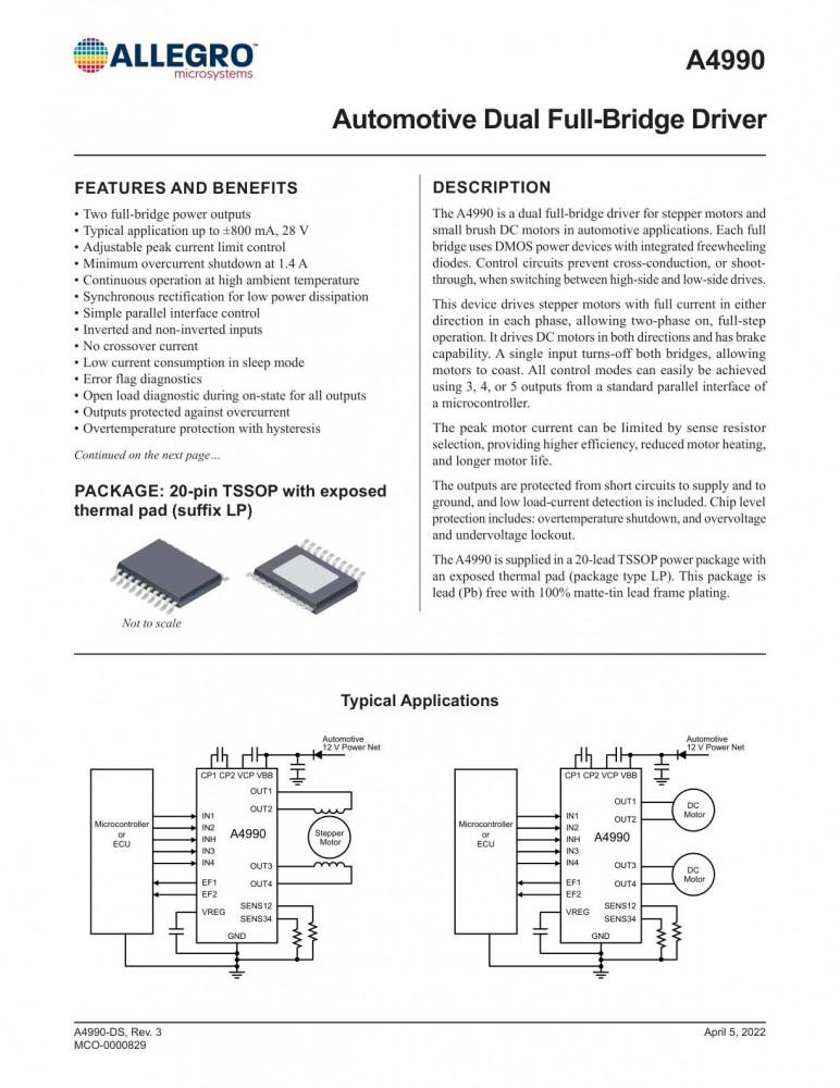 A4990 datasheet page 1