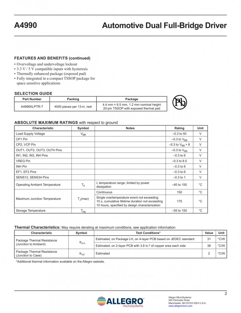 A4990 datasheet page 2