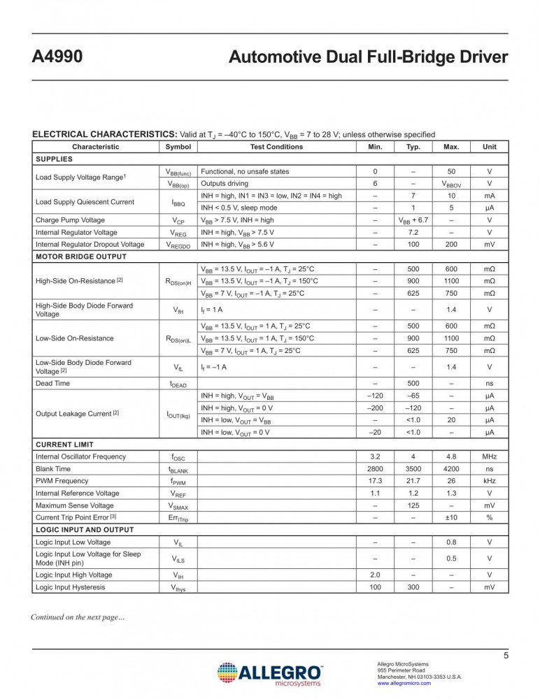 A4990 datasheet page 5
