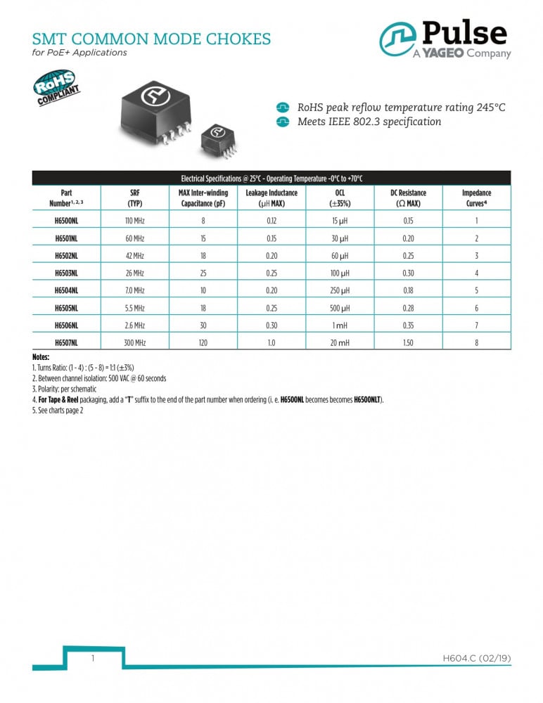 H6504NL datasheet page 1