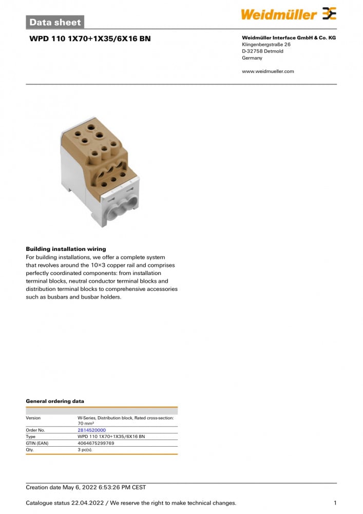 WEIDMULLER 2814520000 document page 1
