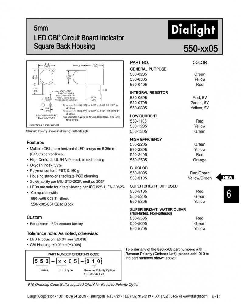 Dialight 550-xx05 datasheet page 1