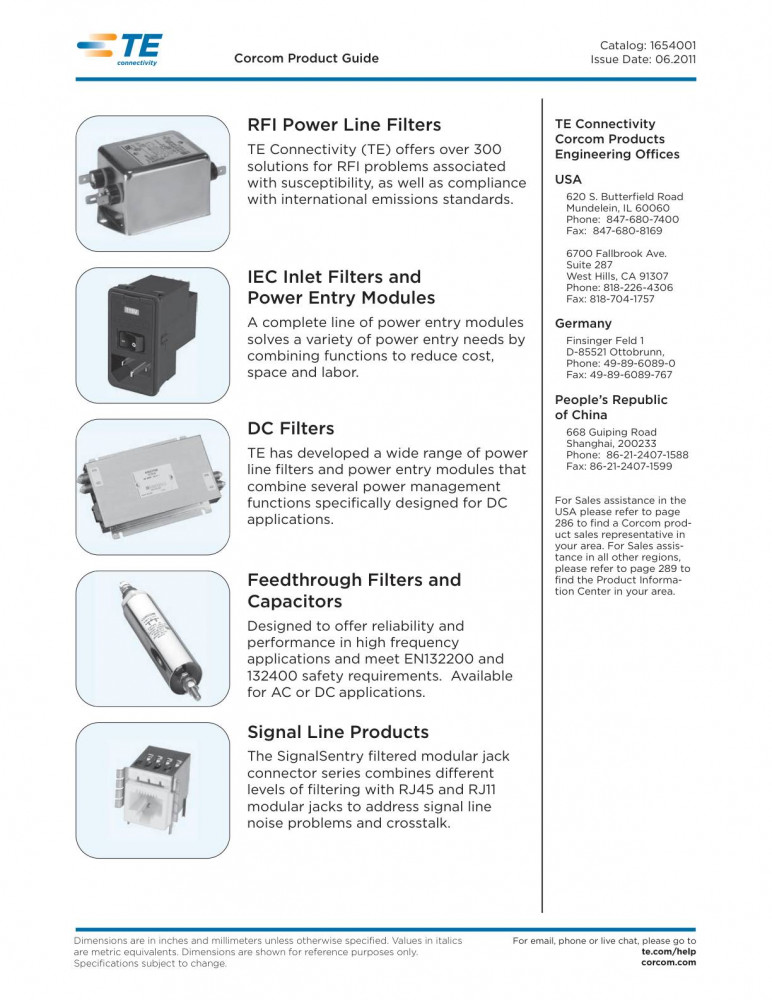 TE Connectivity Corcom product guide page 2