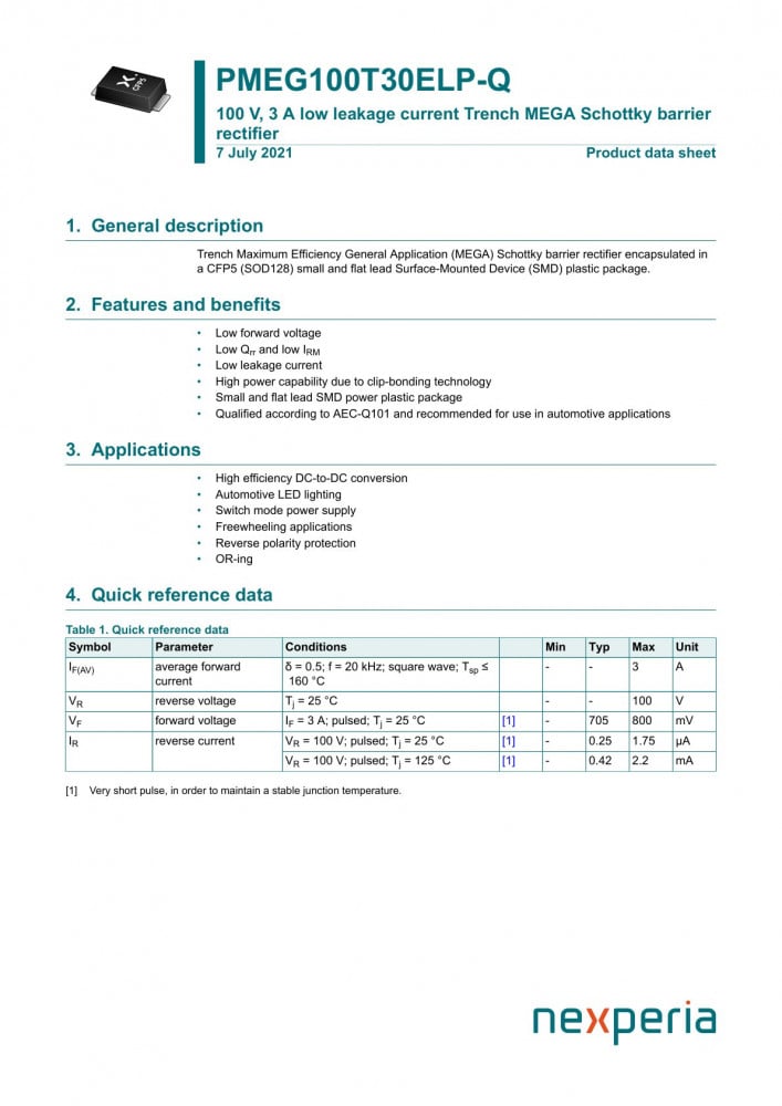 PMEG100T30ELP-QX datasheet page 1