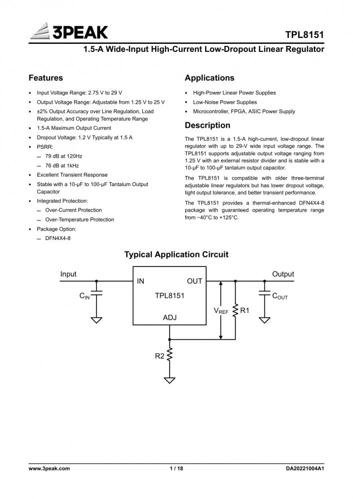 TPL8151 datasheet page 1