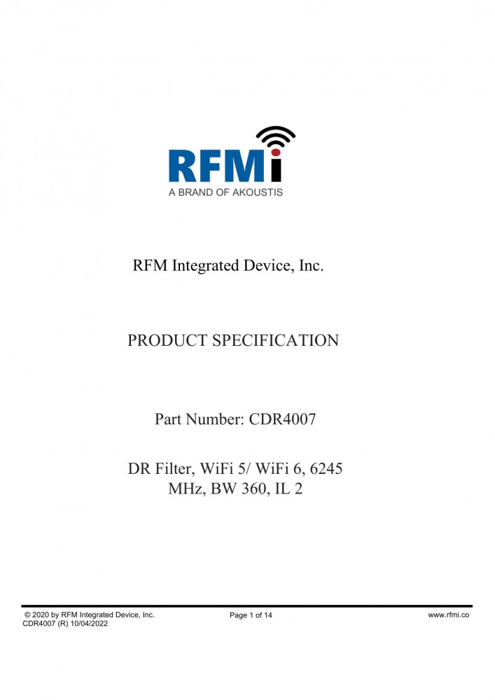 CDR4007 specification page 1