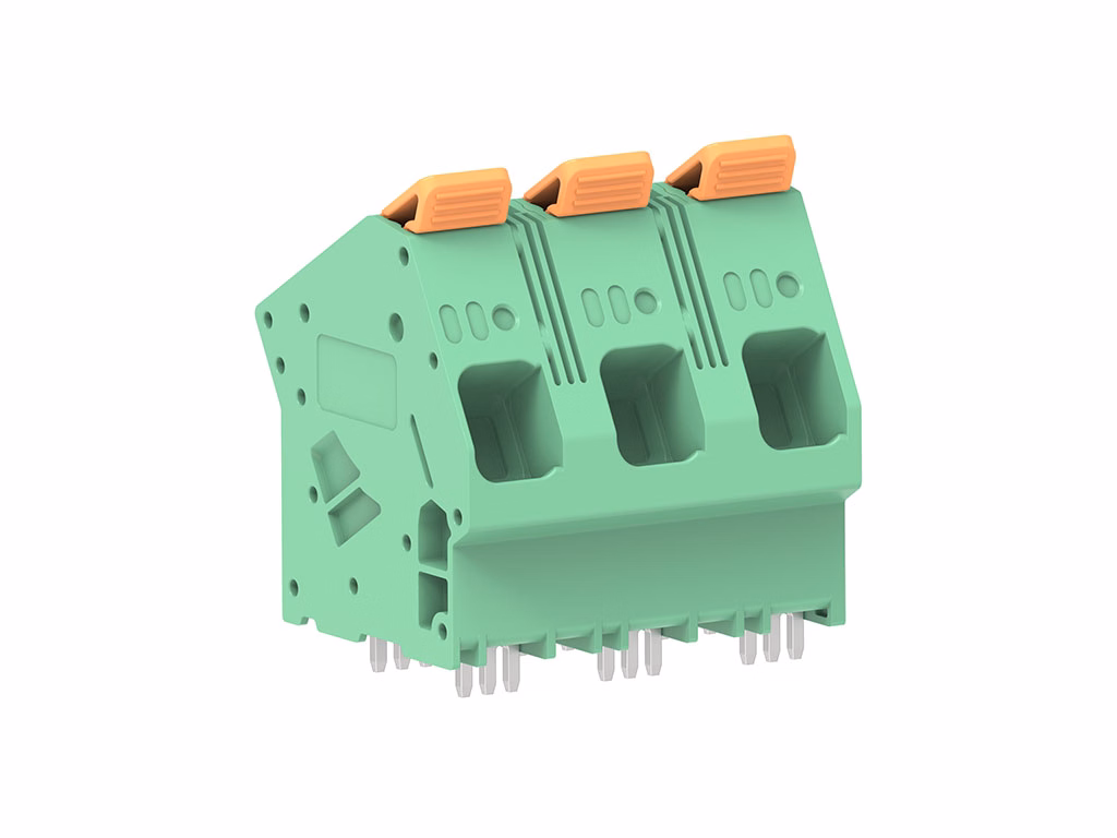 15.00mm Pitch Lever Activated Fixed Mount PCB Terminal Block, 35° Wire Entry, Bussed Terminals, 3 Circuits for sale