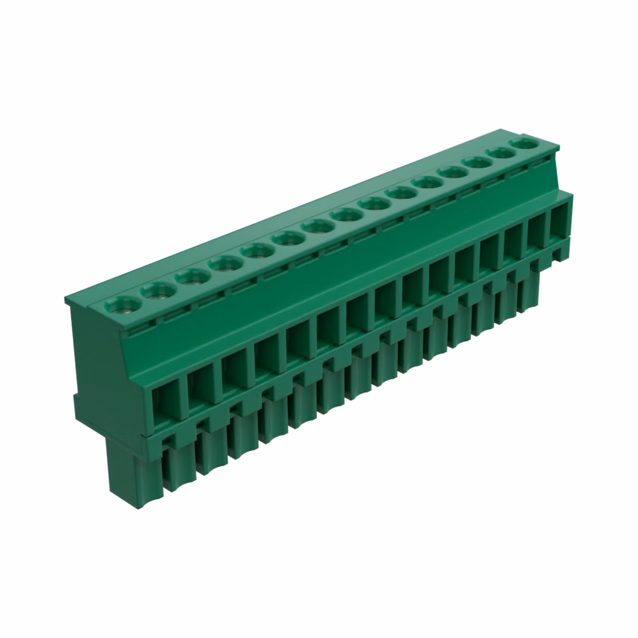 3.81mm Pitch Eurostyle Vertical Plug, with Standard Imprinting, Rear Wire Entry, Green Housing, Gold (Au) Plated, 15 Circuits for sale