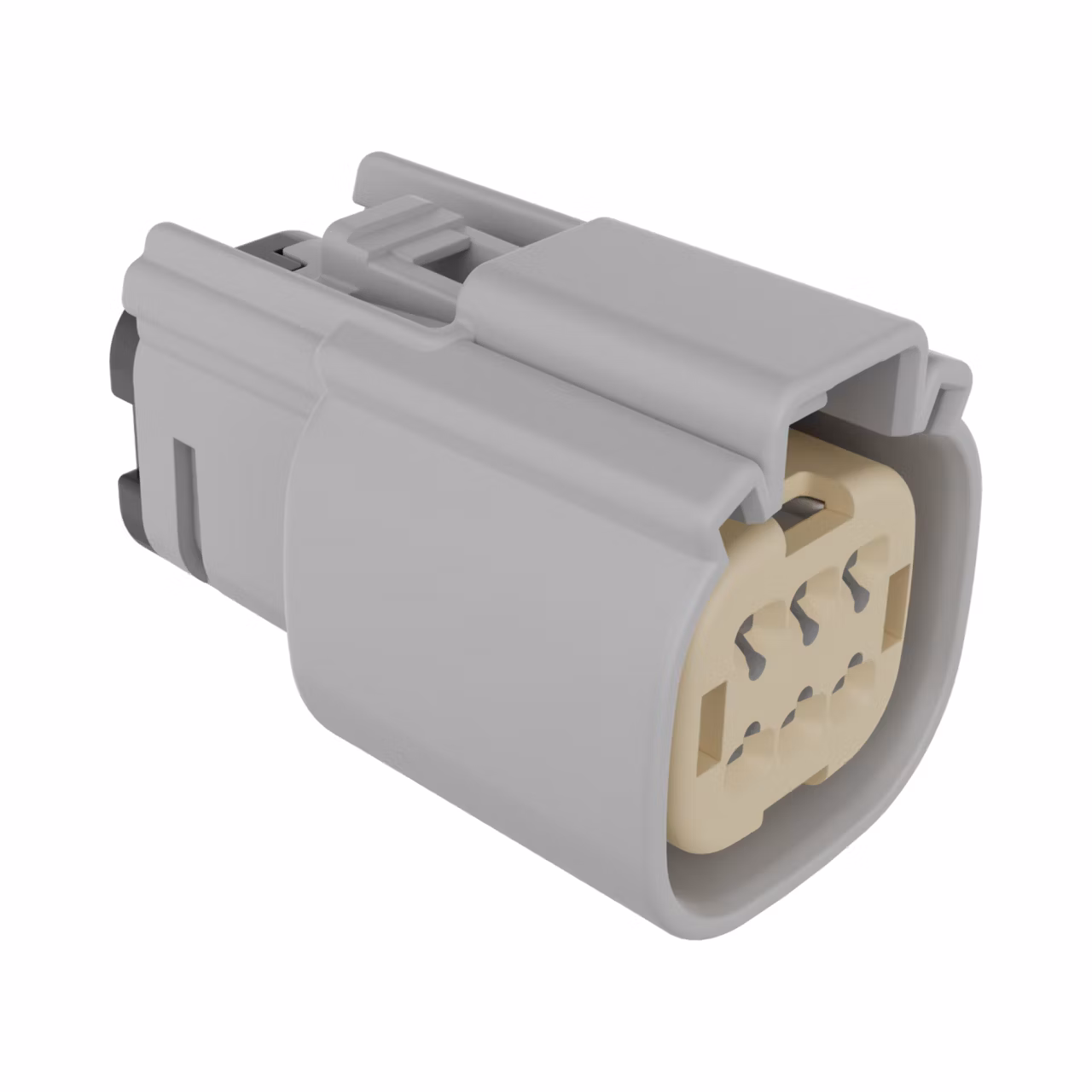 MX150 Mat-Sealed Female Connector Assembly, Dual Row, 6 Circuits, Keying Option D, without Connector Position Assurance, Stone Gray for sale
