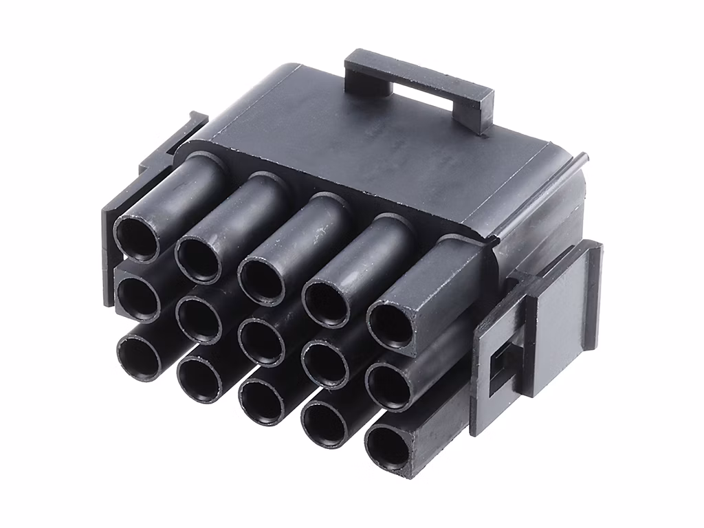 2.13mm Diameter MLX Power Crimp Housing Plug, Nylon, 94V-2, 6 Circuit, Black