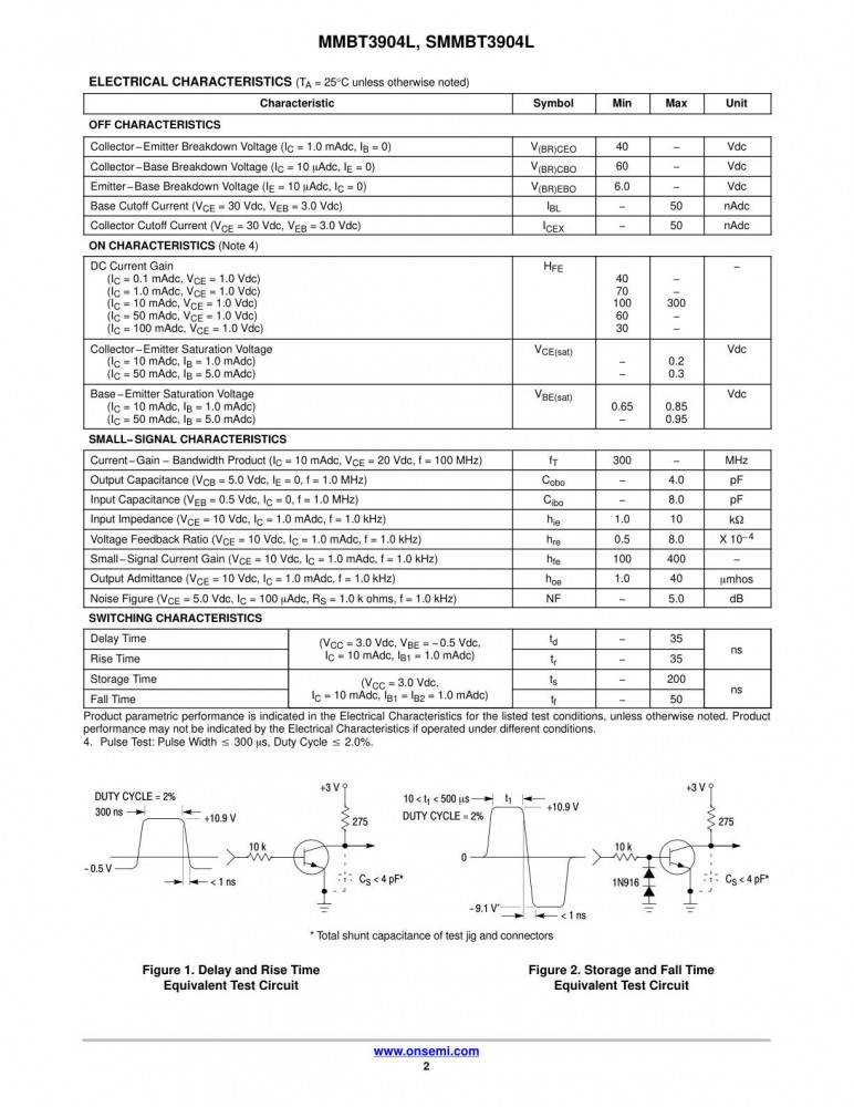 MMBT3904LT1G datasheet page 2