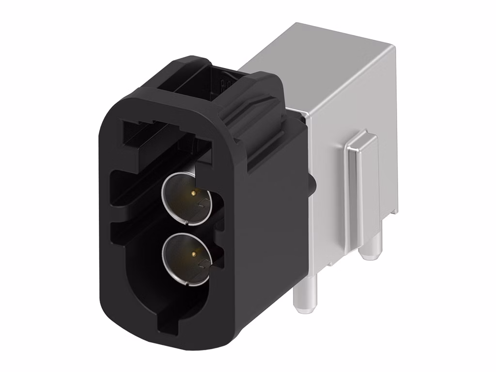 High-Speed FAKRA Mini (HFM) Dual-Stack Header, 2x1, Right-Angle, Through Hole, Key A, Black, 50 Ohms for sale