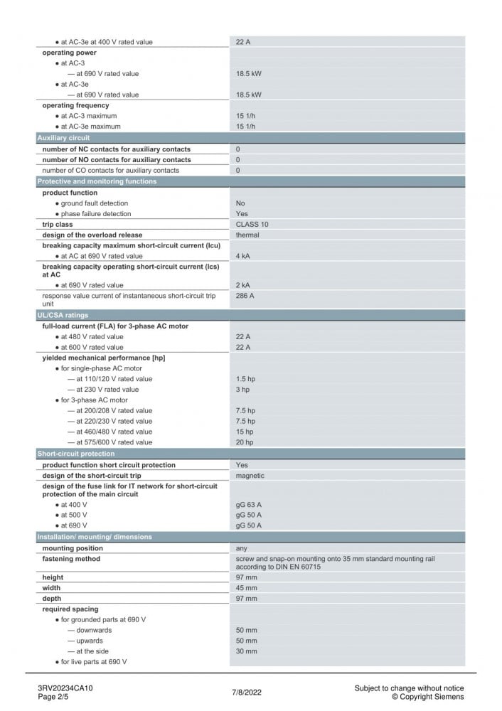 3RV20234CA10 datasheet page 2