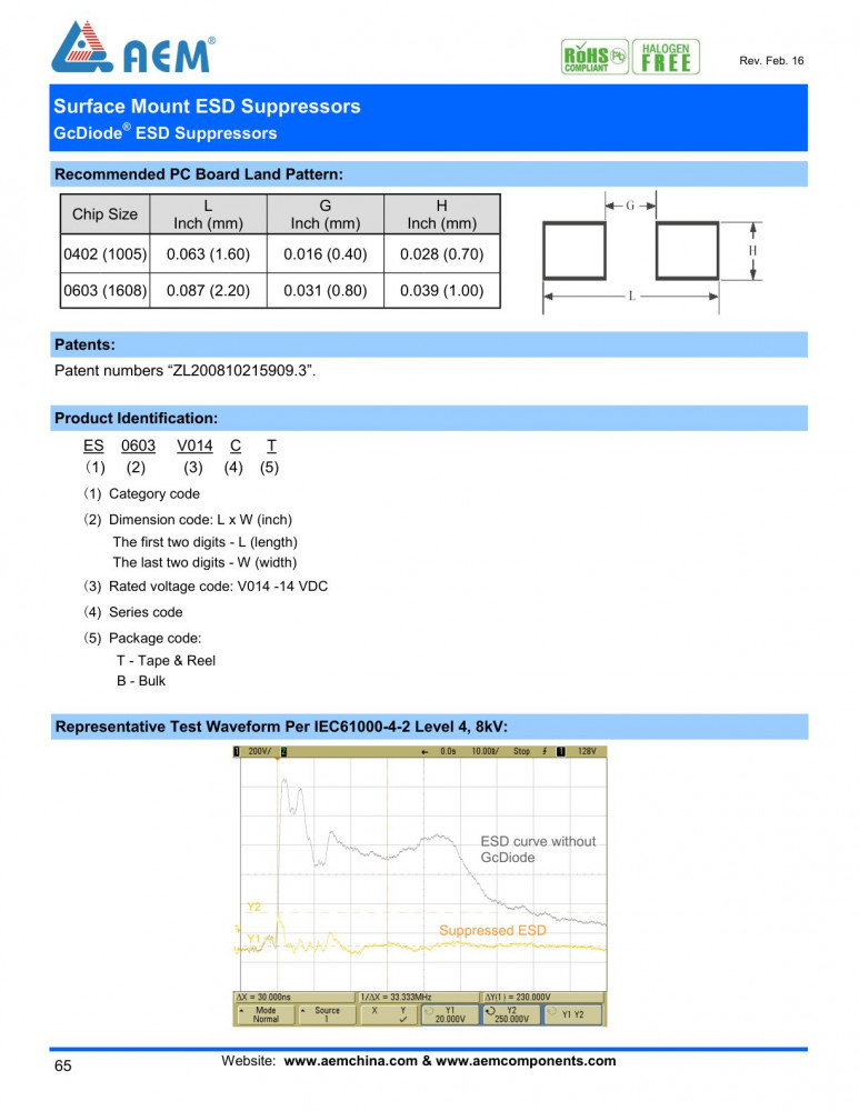 AEM ES0603V014CT technical document page 2