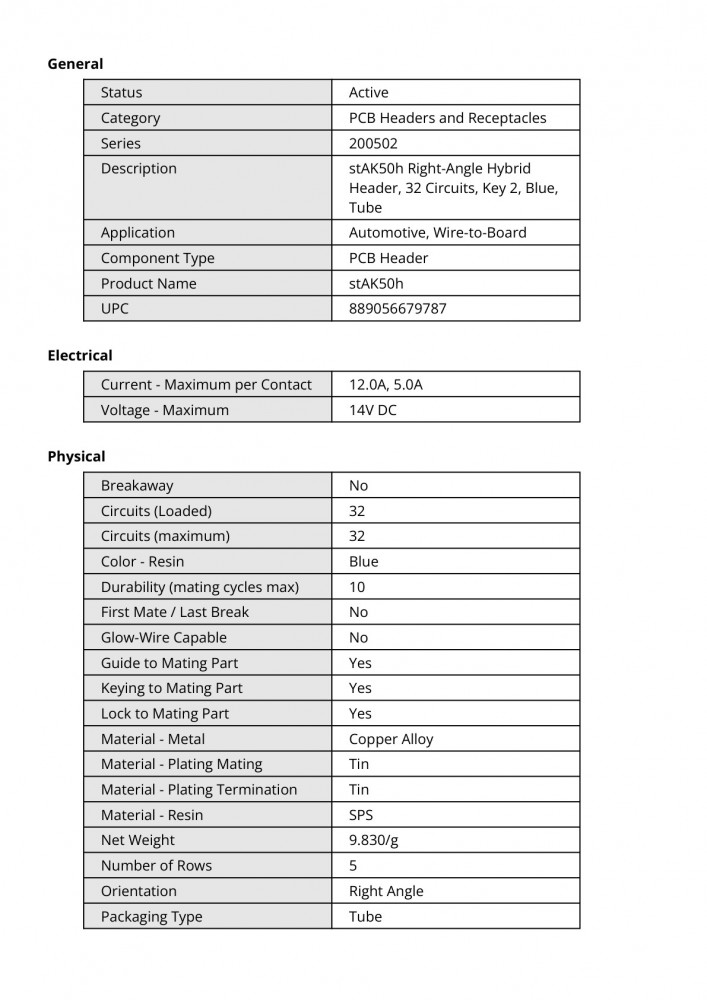 Technical document image 2 for MOLEX 2005020322