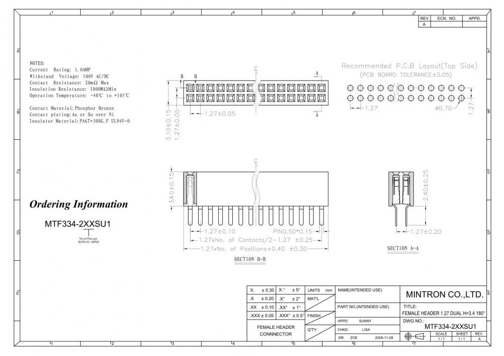 MINTRON MTF334-208SU1 technical document preview