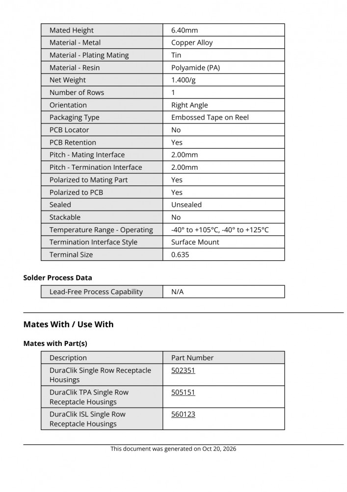 Technical document page image 3 for MOLEX 5023521201