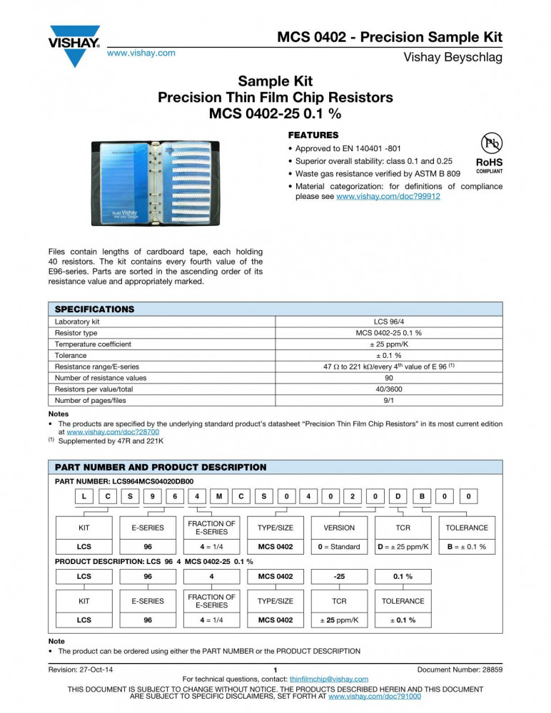 LCS 96/4 MCS 0402-25 0.1% product document preview