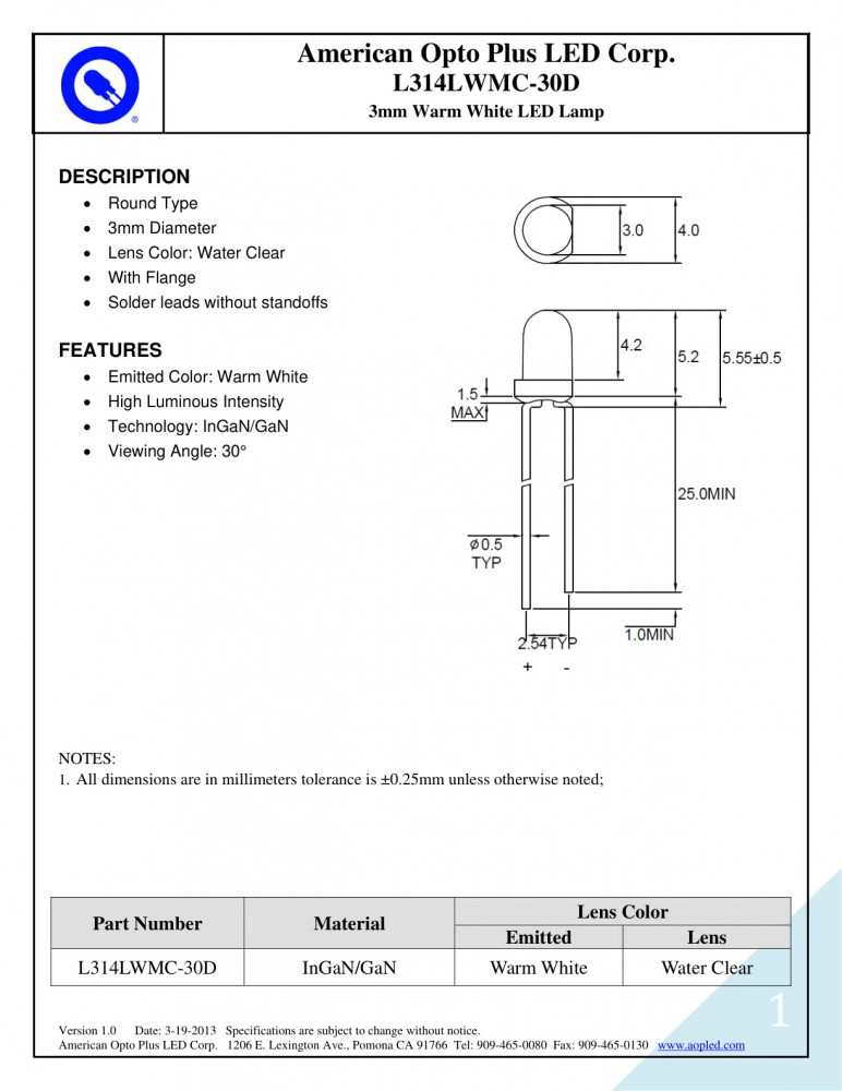 L314LWMC-30D datasheet page 1