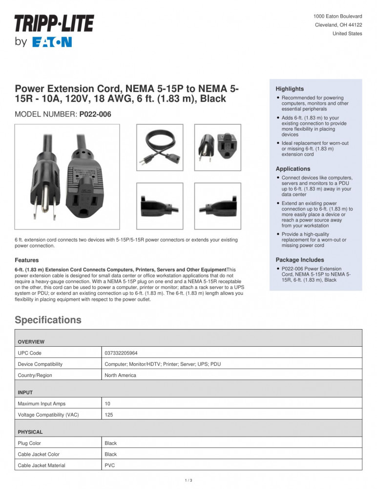 P022-006 technical document page 1