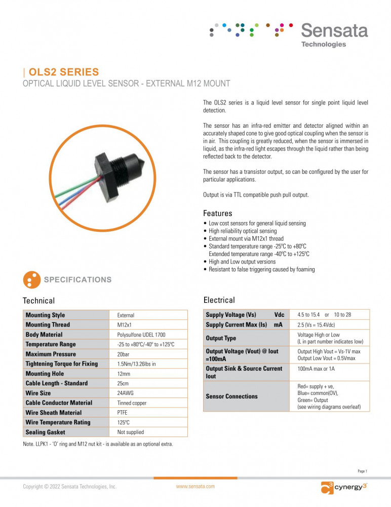 OLS210D324-003 technical document page 1