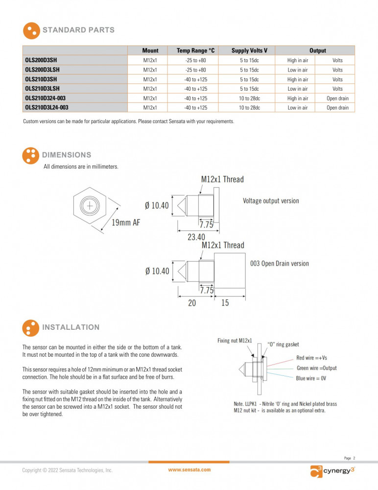 OLS210D324-003 technical document page 2