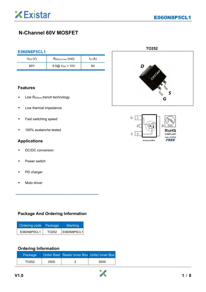 E060N8P5CL1 datasheet page 1