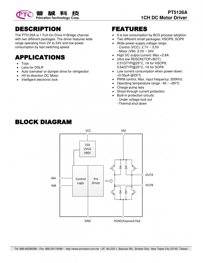 PT5126A-H datasheet page 1