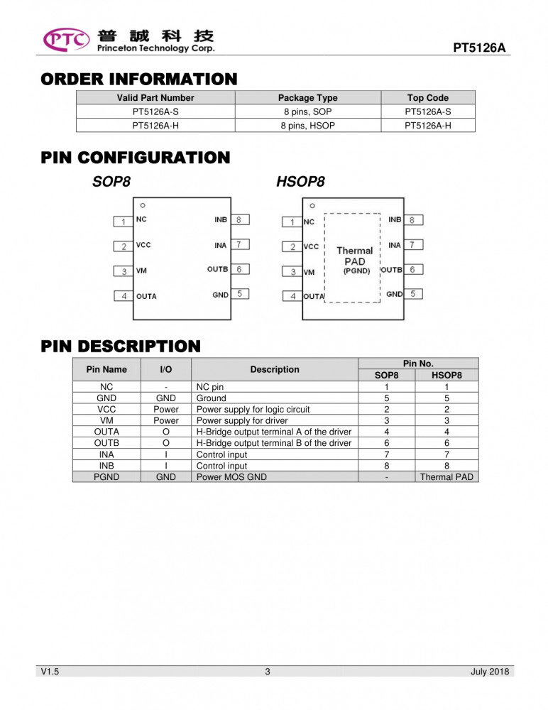 PT5126A-H datasheet page 3