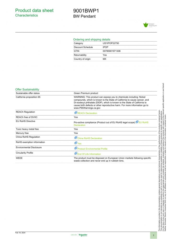 9001BWP1 technical document preview