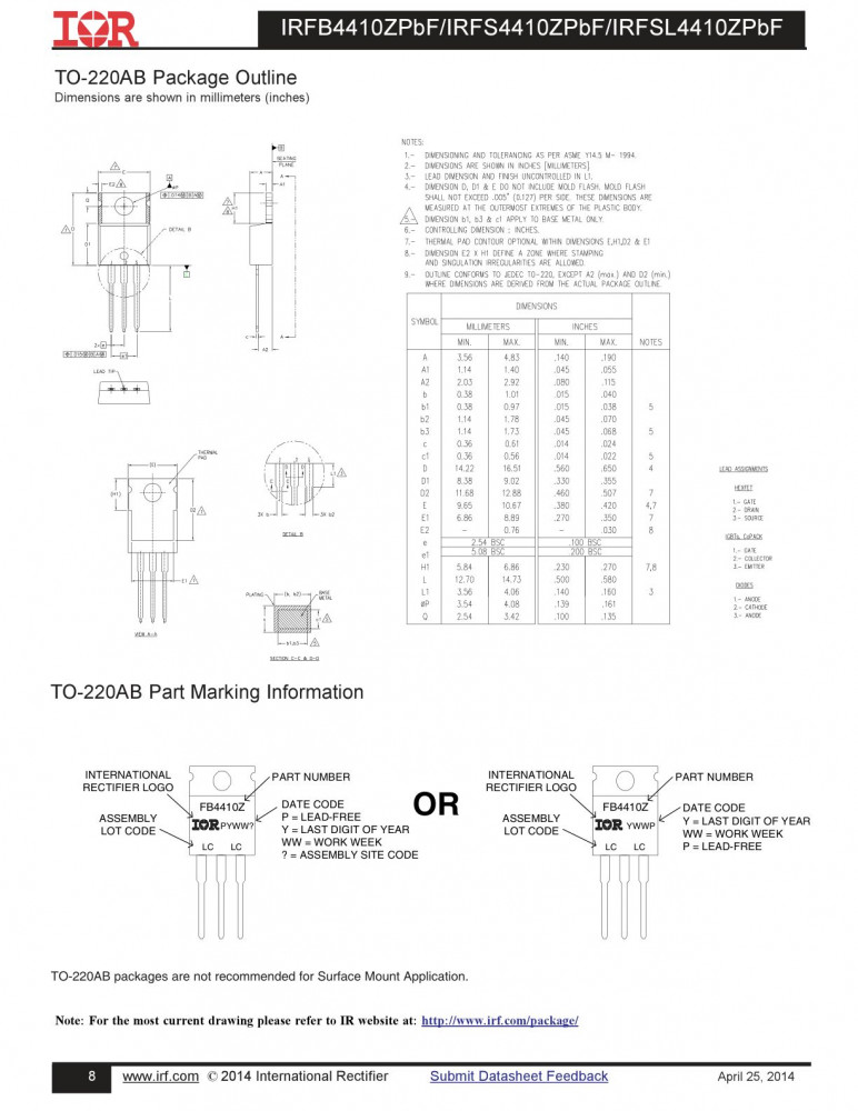IRFB4410ZPBF datasheet page 8