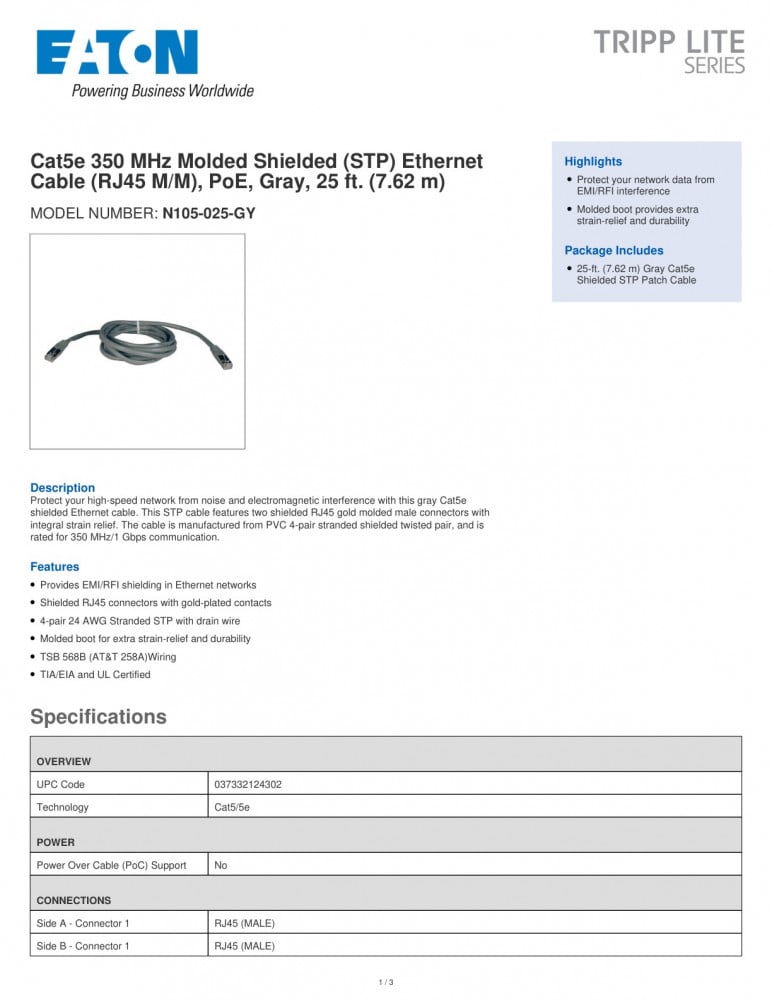 N105-025-GY technical document page 1