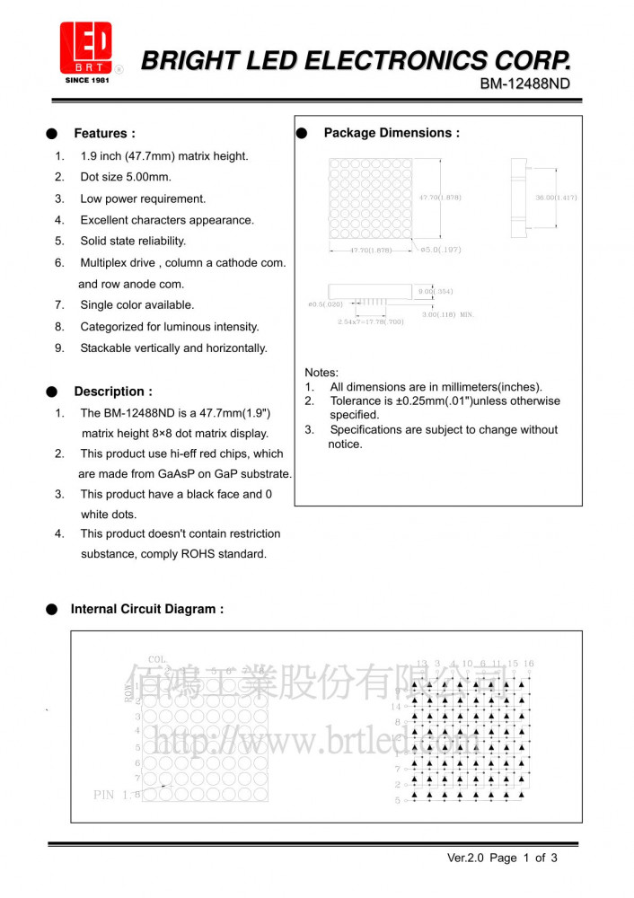 BM-12488ND datasheet page 1