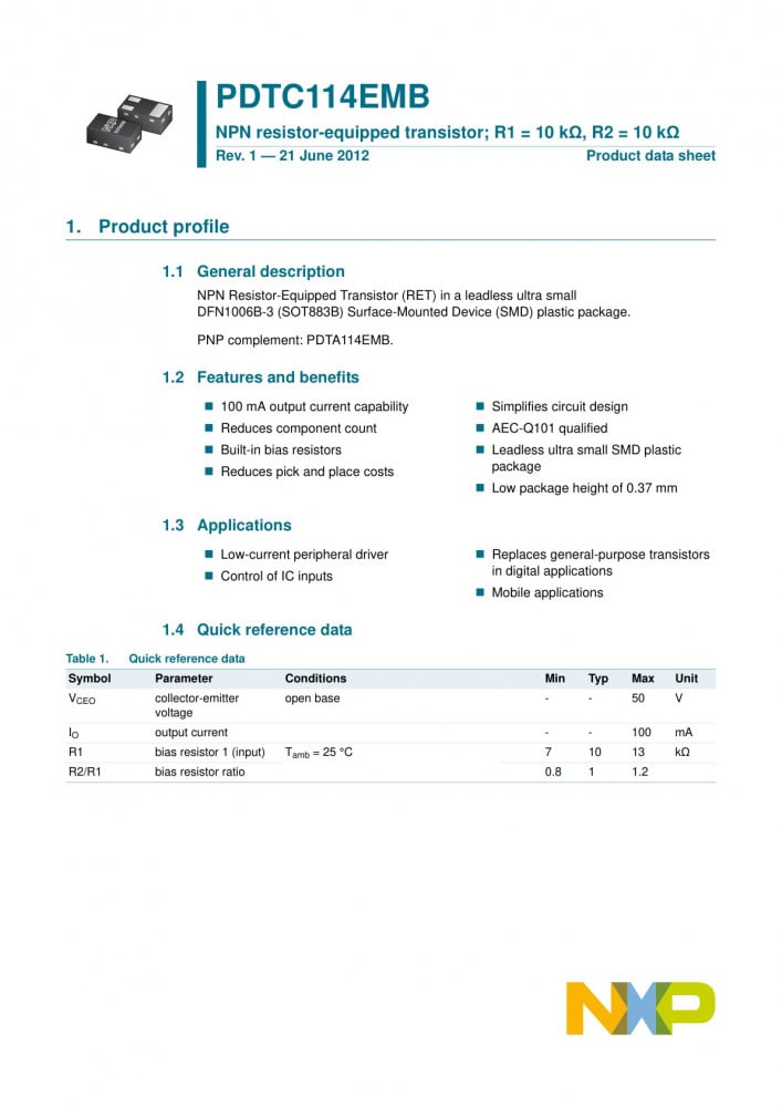 PDTC114EMB datasheet page 2