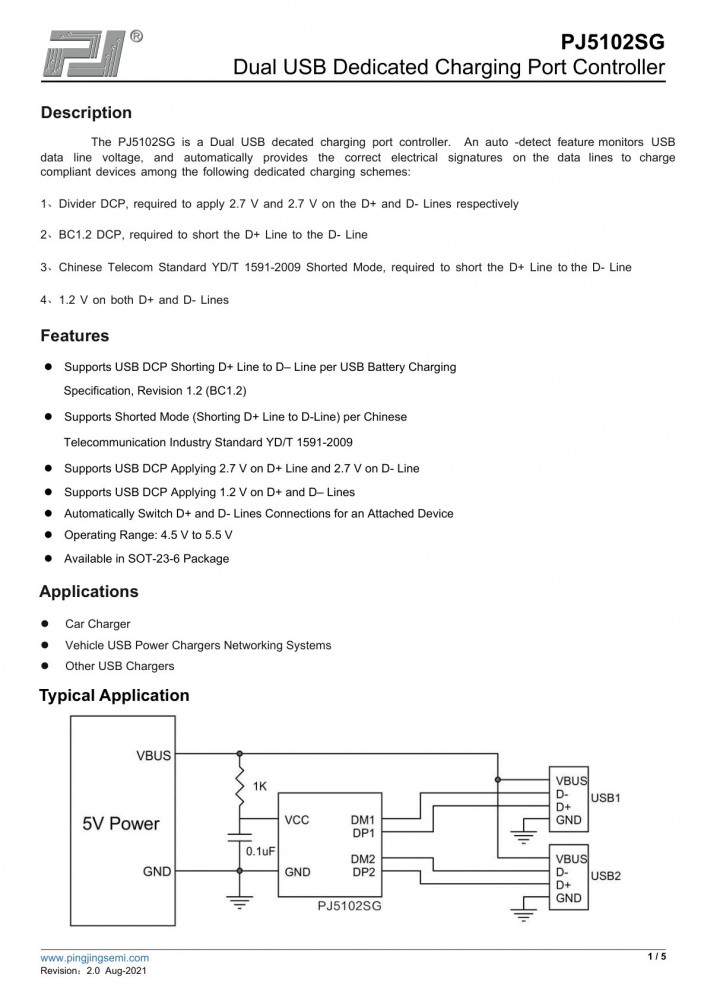 PJ5102SG datasheet page 1