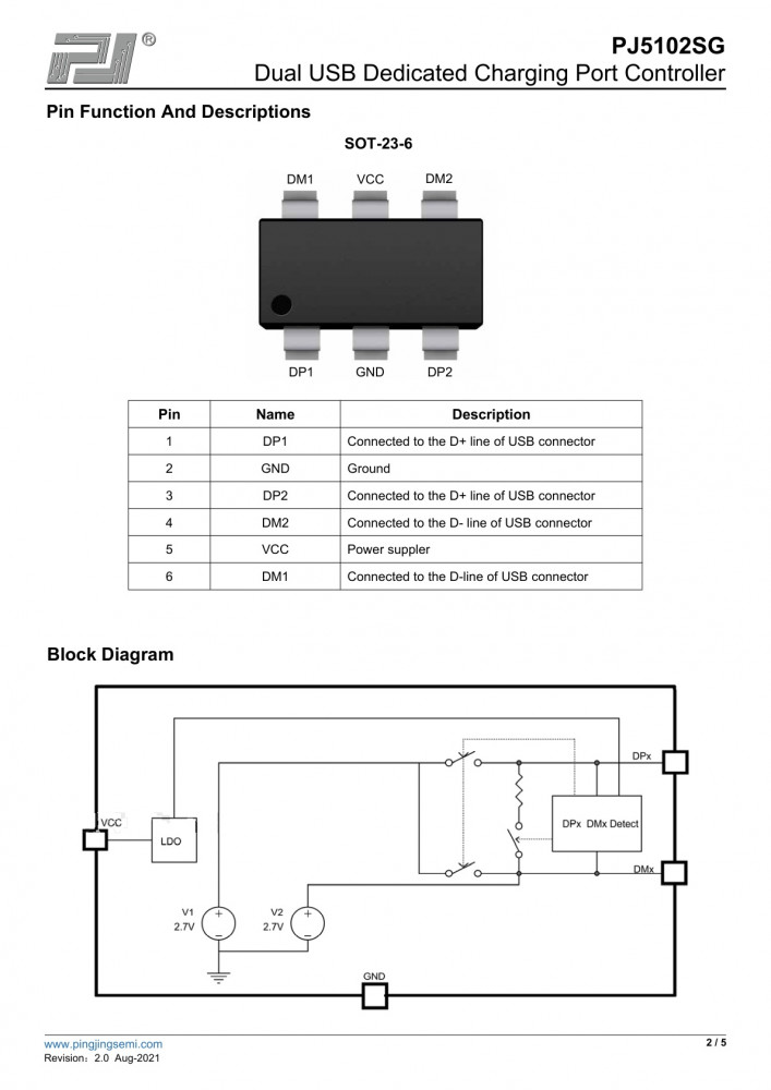 PJ5102SG datasheet page 2