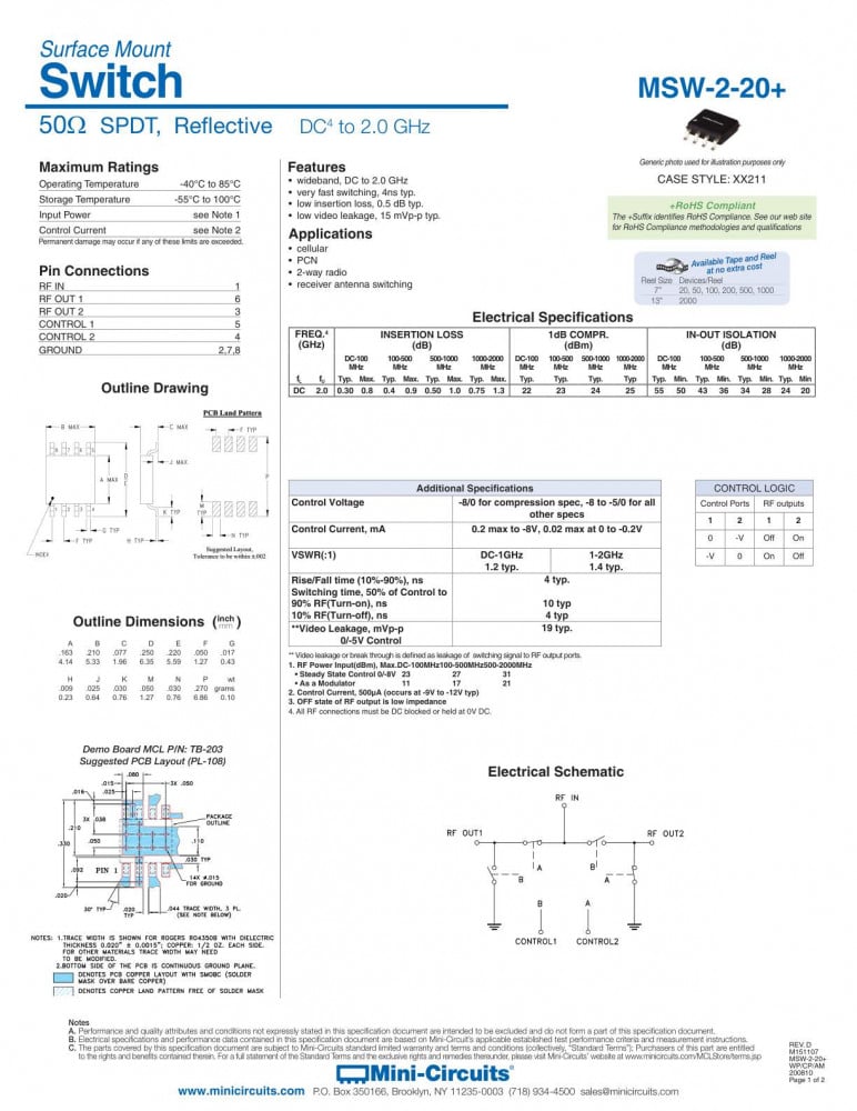MSW-2-20+ specification document page 1