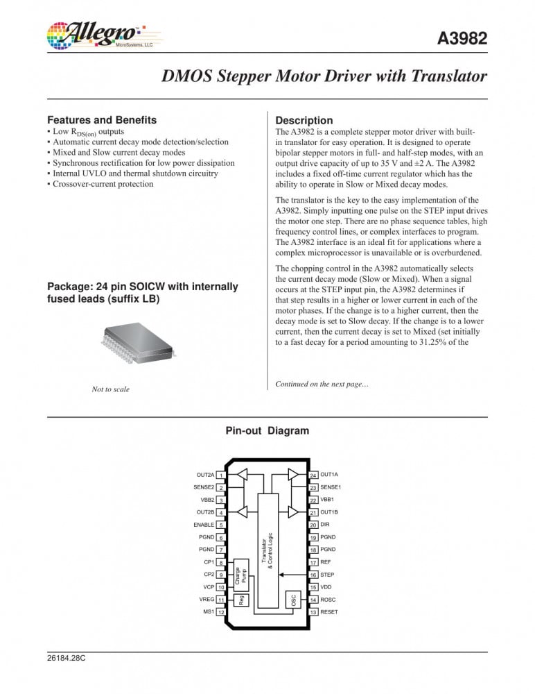 A3982 datasheet page 1