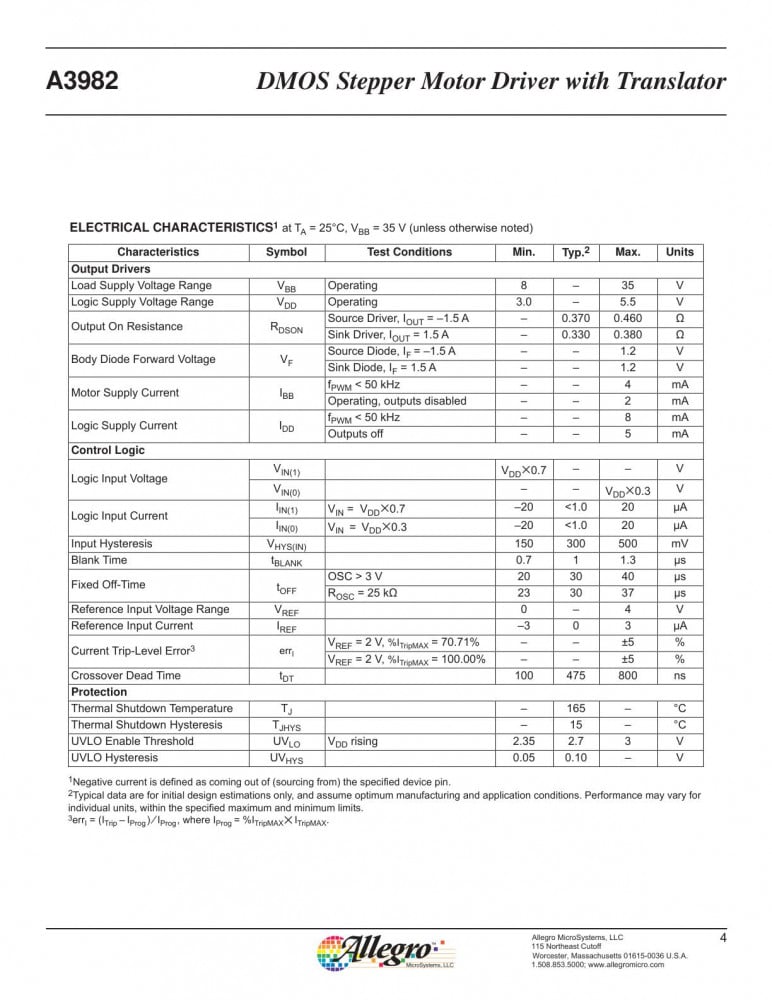 A3982 datasheet page 4