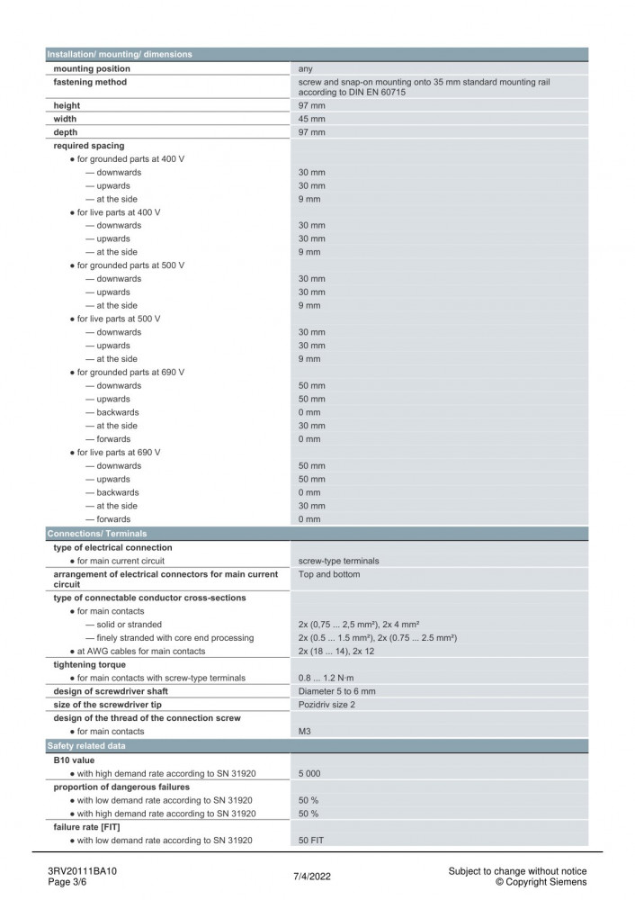 3RV20111BA10 technical document page 3