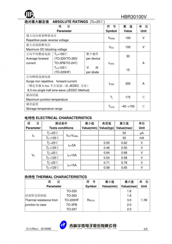 HBR30100V datasheet page 2