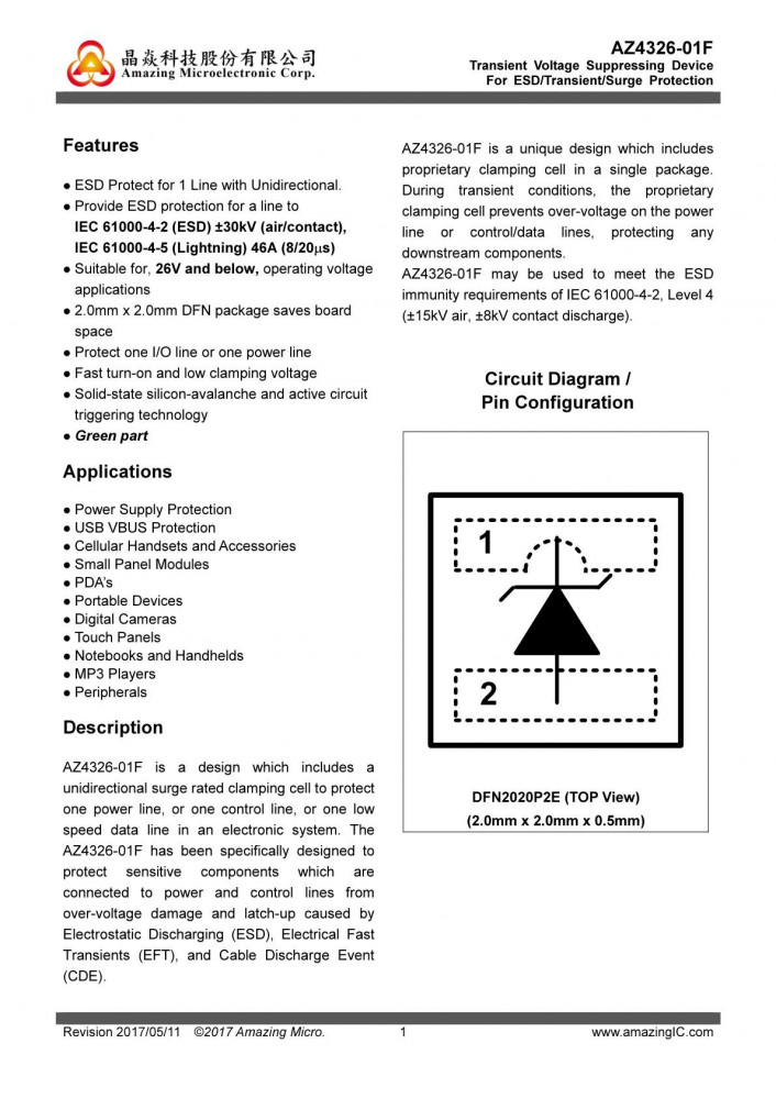 AZ4326-01F technical document page 1