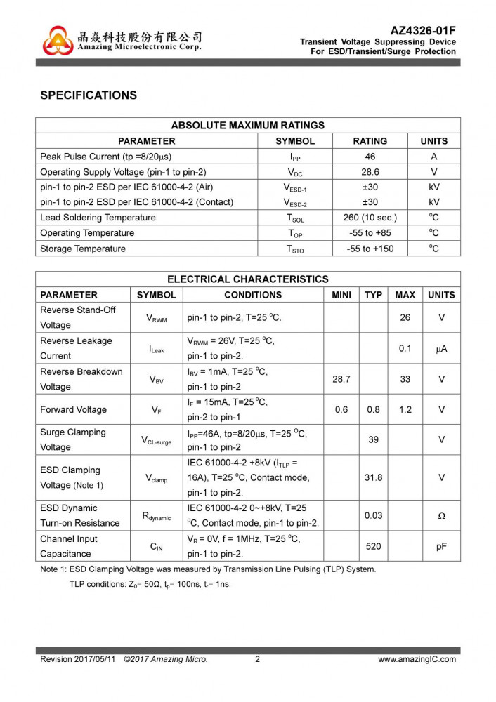 AZ4326-01F technical document page 2