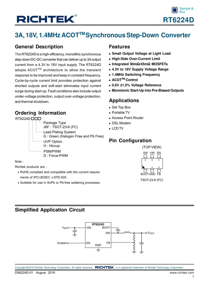 RT6224D technical document, page 1