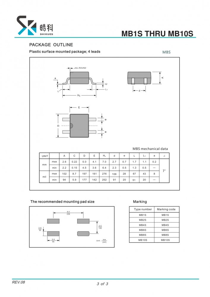 MB8S datasheet page 3