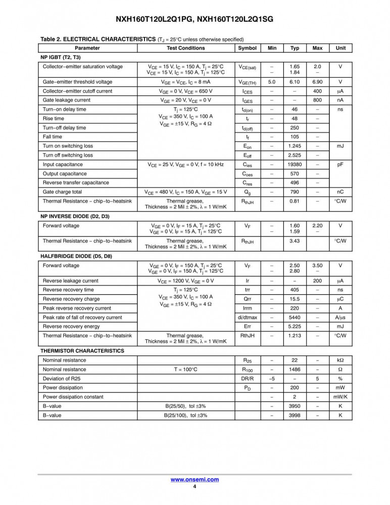 NXH160T120L2Q1 datasheet page 4