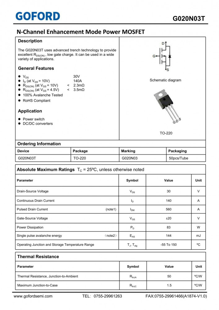 G020N03T datasheet page 1